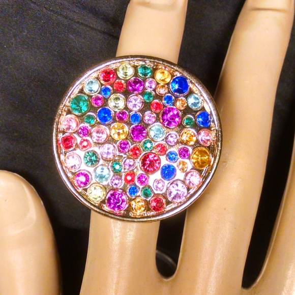 Jewelry | Rare Circle Muticolored Rhinestones Ring | Poshmark